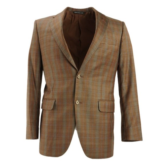 Coppley | Suits & Blazers | Coppley Reda Super 3s Mens 38r Brown Plaid ...